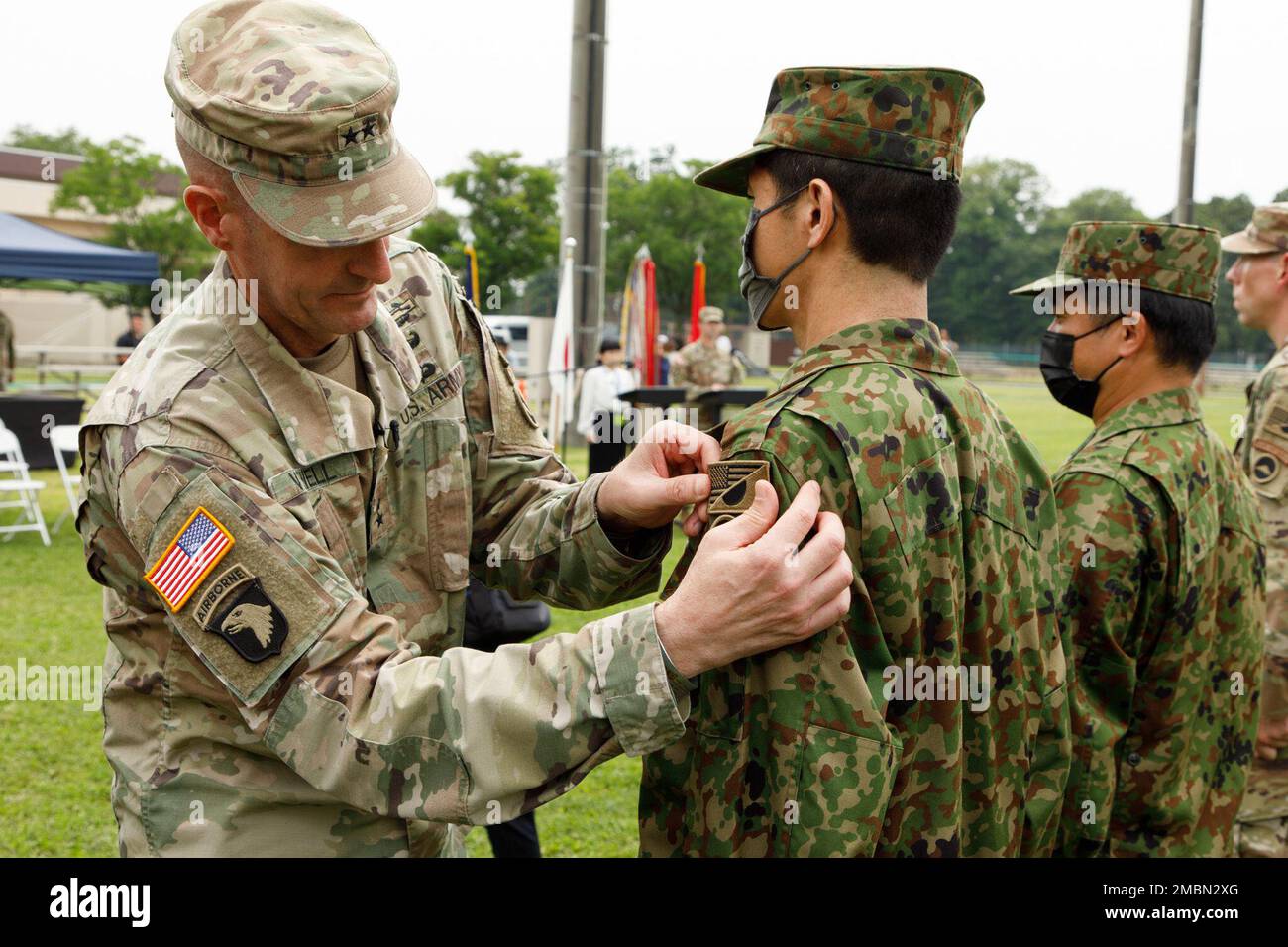 U.S. ARMY JAPAN held a patching ceremony at Yano Field in CAMP ZAMA ...