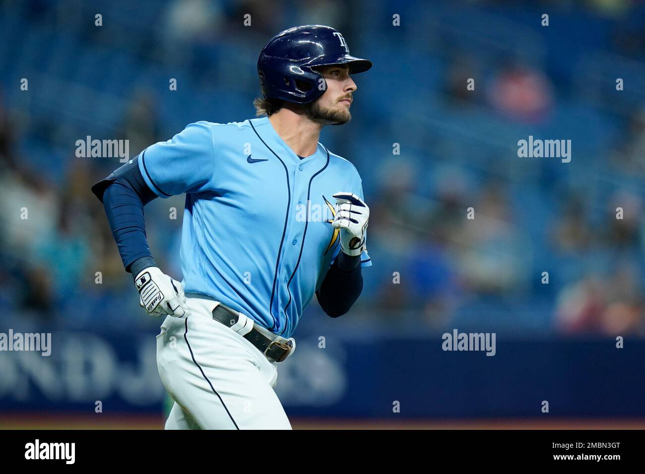 Tampa Bay Rays' Josh Lowe flies out against the Oakland Athletics ...