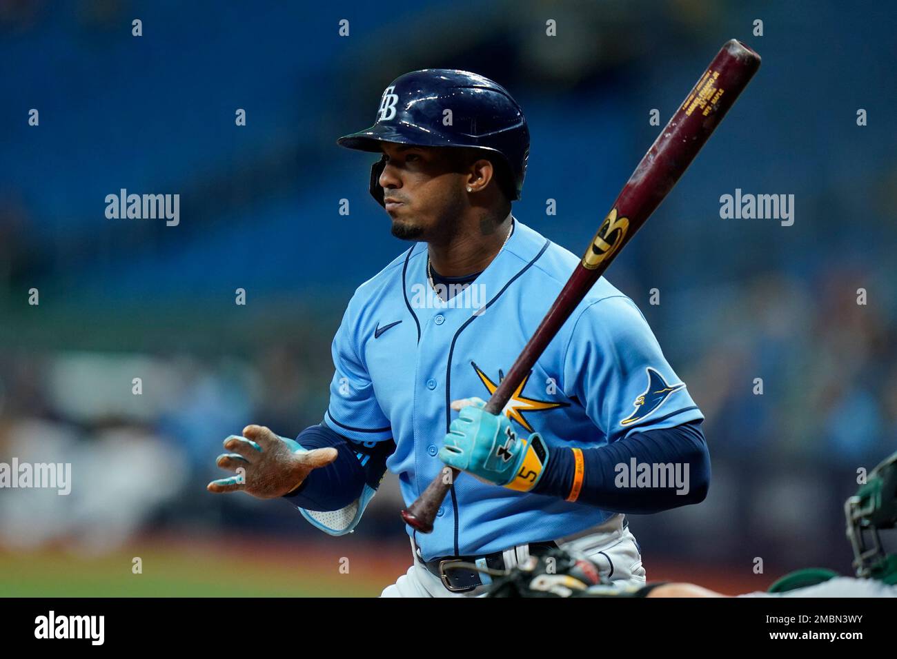 Tampa Bay Rays' Wander Franco bats against the Oakland Athletics during ...