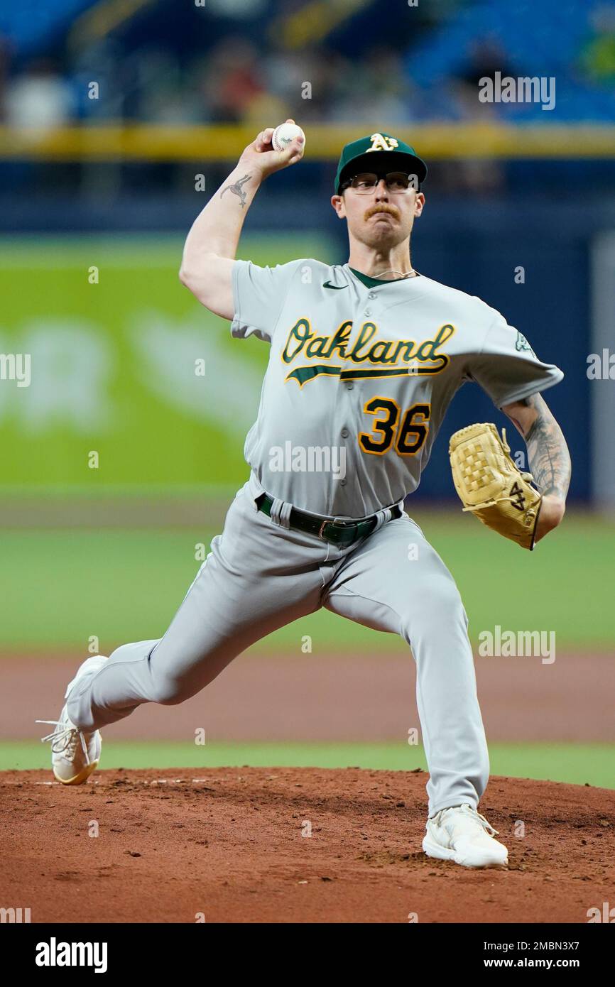 Oakland Athletics pitcher Adam Oller delivers to the Tampa Bay Rays ...
