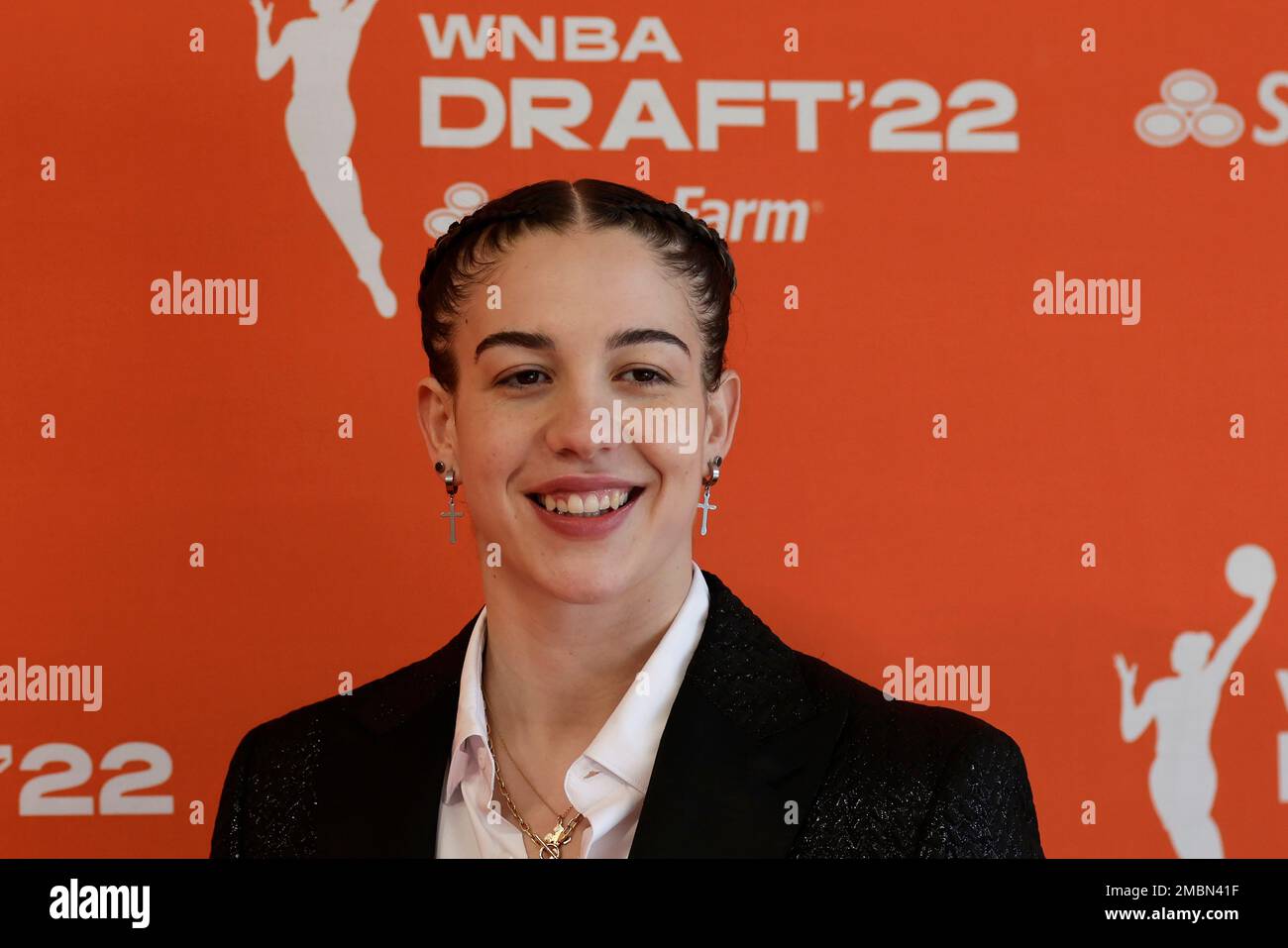 Louisville's Emily Engstler poses for a picture before the WNBA ...