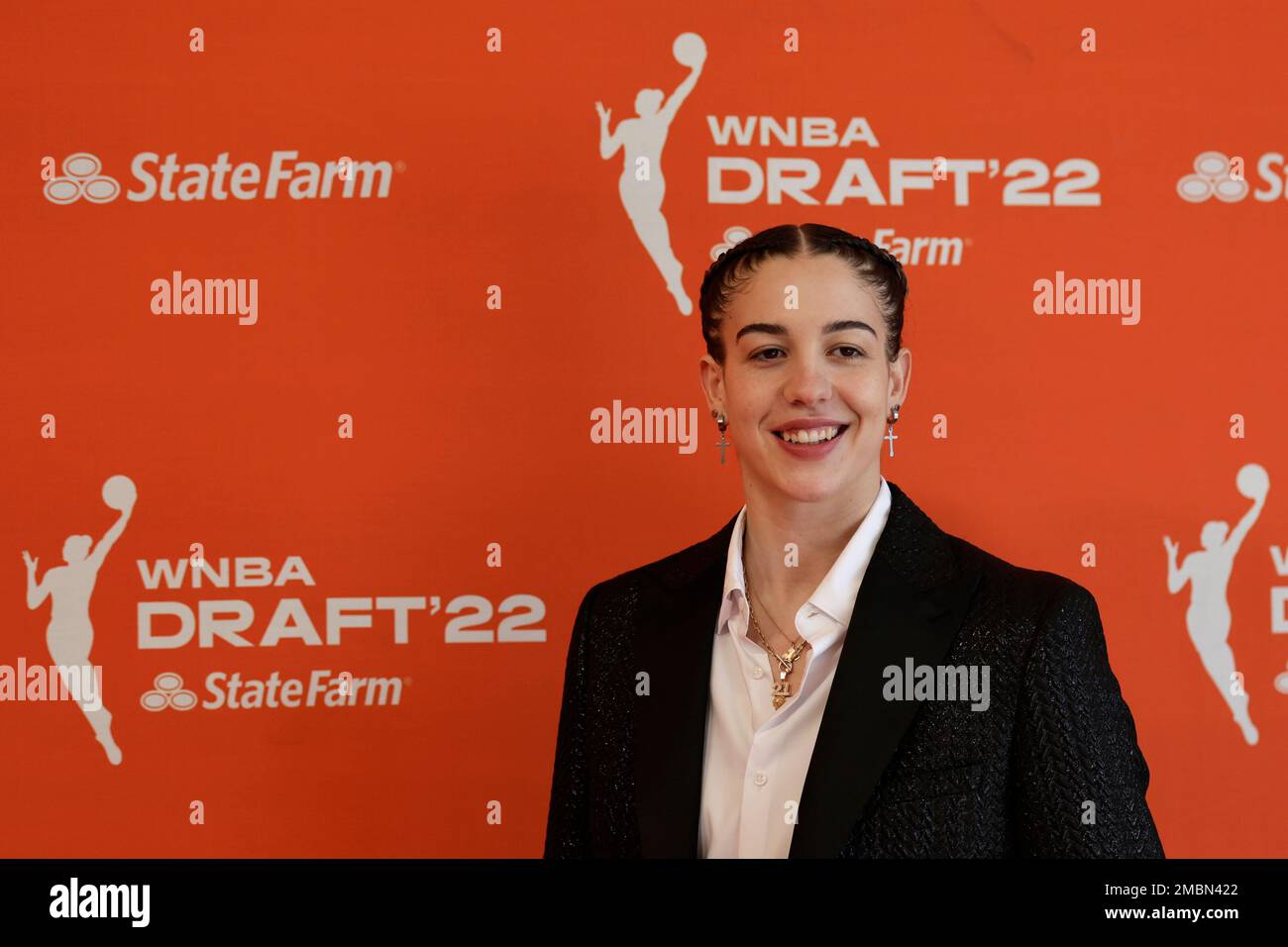 Louisville's Emily Engstler poses for a picture before the WNBA ...