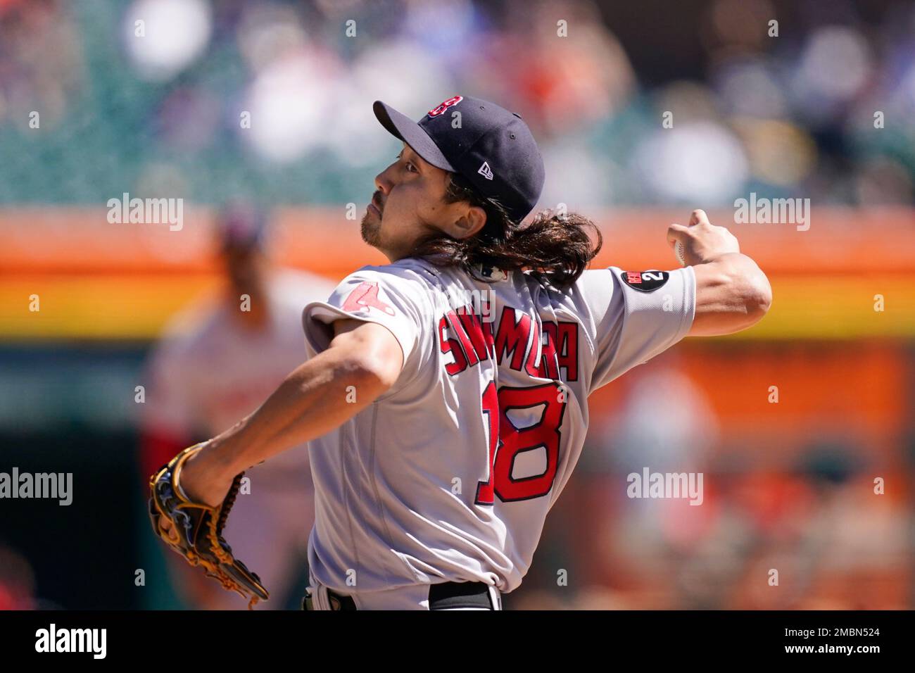 Boston Red Sox relief pitcher Hirokazu Sawamura throws during the fifth ... Boston Red Sox relief pitcher Hirokazu Sawamura throws during the fifth ...