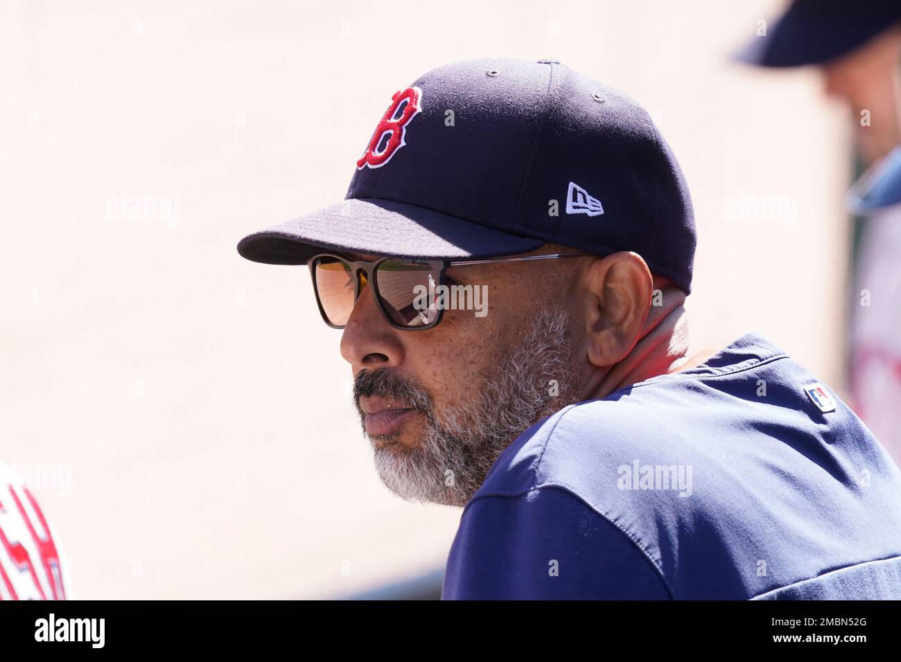Boston Red Sox manager Alex Cora watches form the dugout during the ...