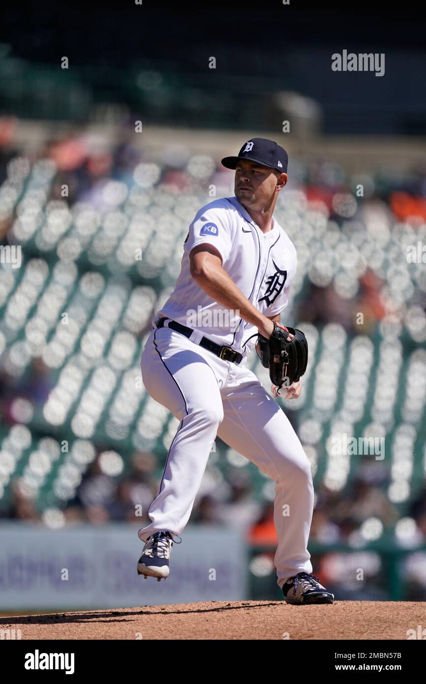 Detroit Tigers starting pitcher Tyler Alexander throws during the first ...