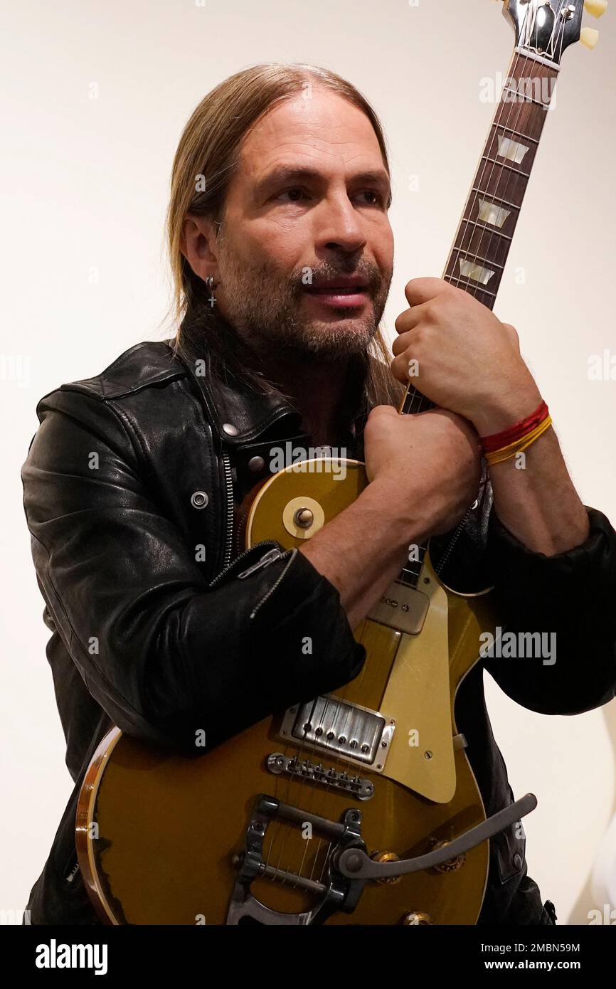 Sergio Vallin, guitarist for the rock group Mana, poses with his ...