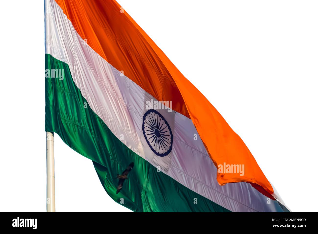 India flag flying high at Connaught Place with pride with plain white ...
