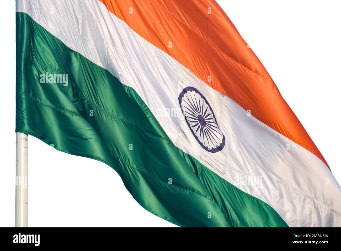 India flag flying high at Connaught Place with pride with plain white ...