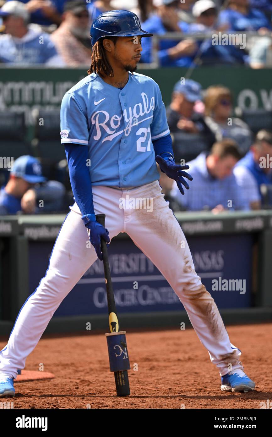 Kansas City Royals' Adalberto Mondesi prepares to bat against the ...