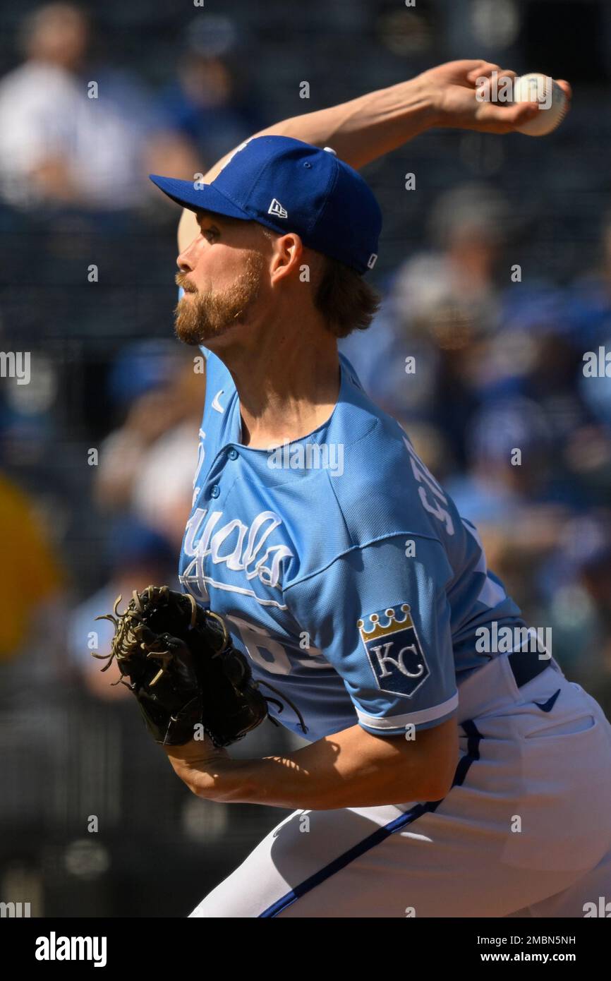 Kansas City Royals relief pitcher Josh Staumont throws against the ...