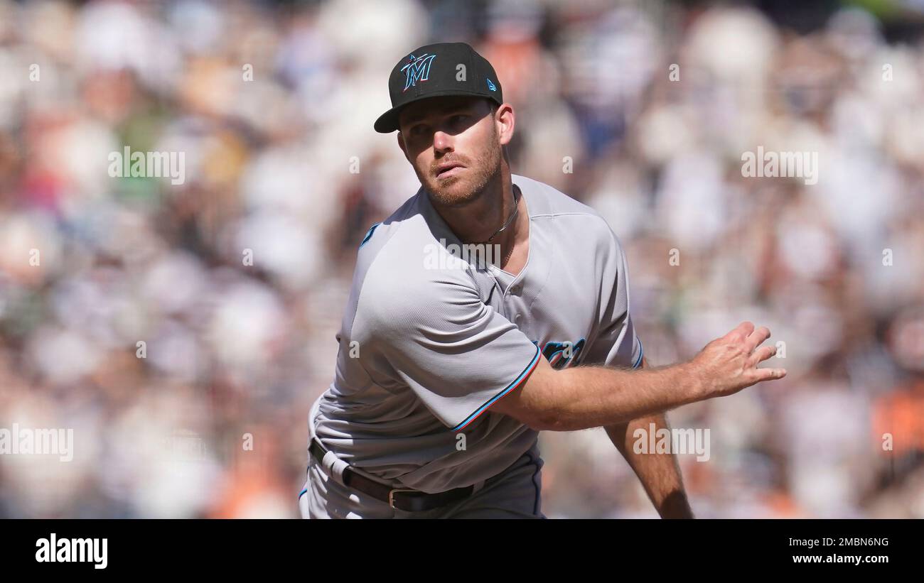 Miami Marlins pitcher Anthony Bender during a baseball game against the ...