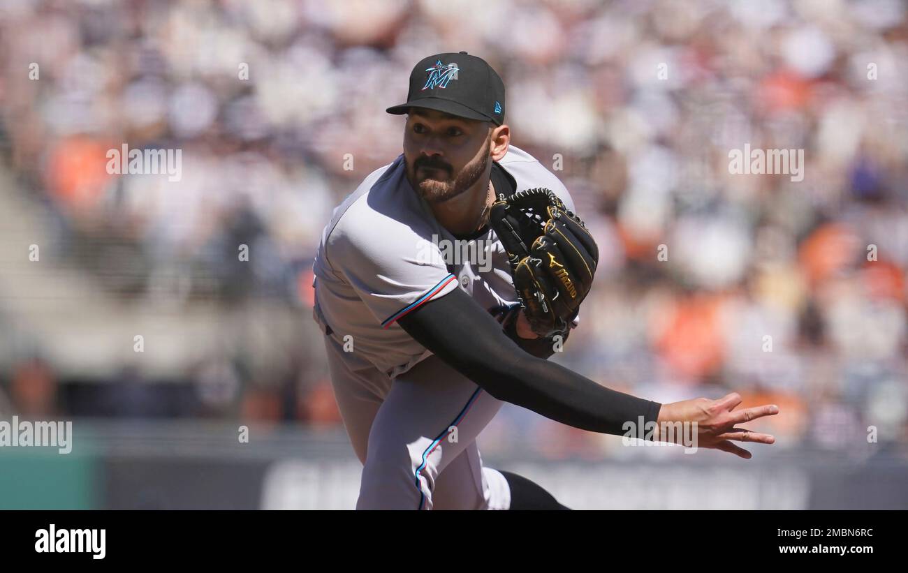 Miami Marlins pitcher Pablo Lopez against the San Francisco Giants ...