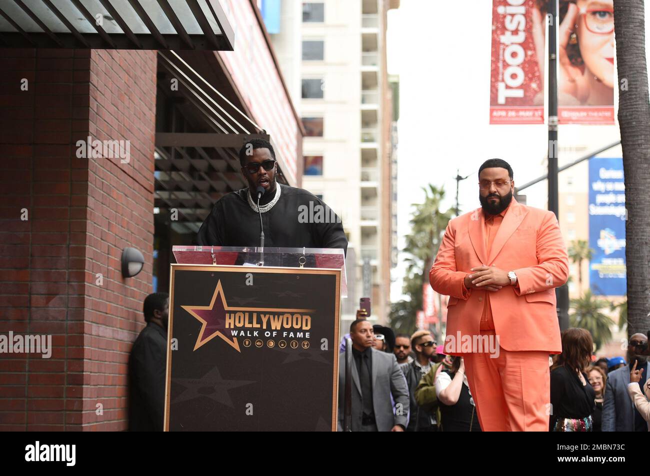 Sean Combs, left, and Producer DJ Khaled attend a ceremony honoring ...