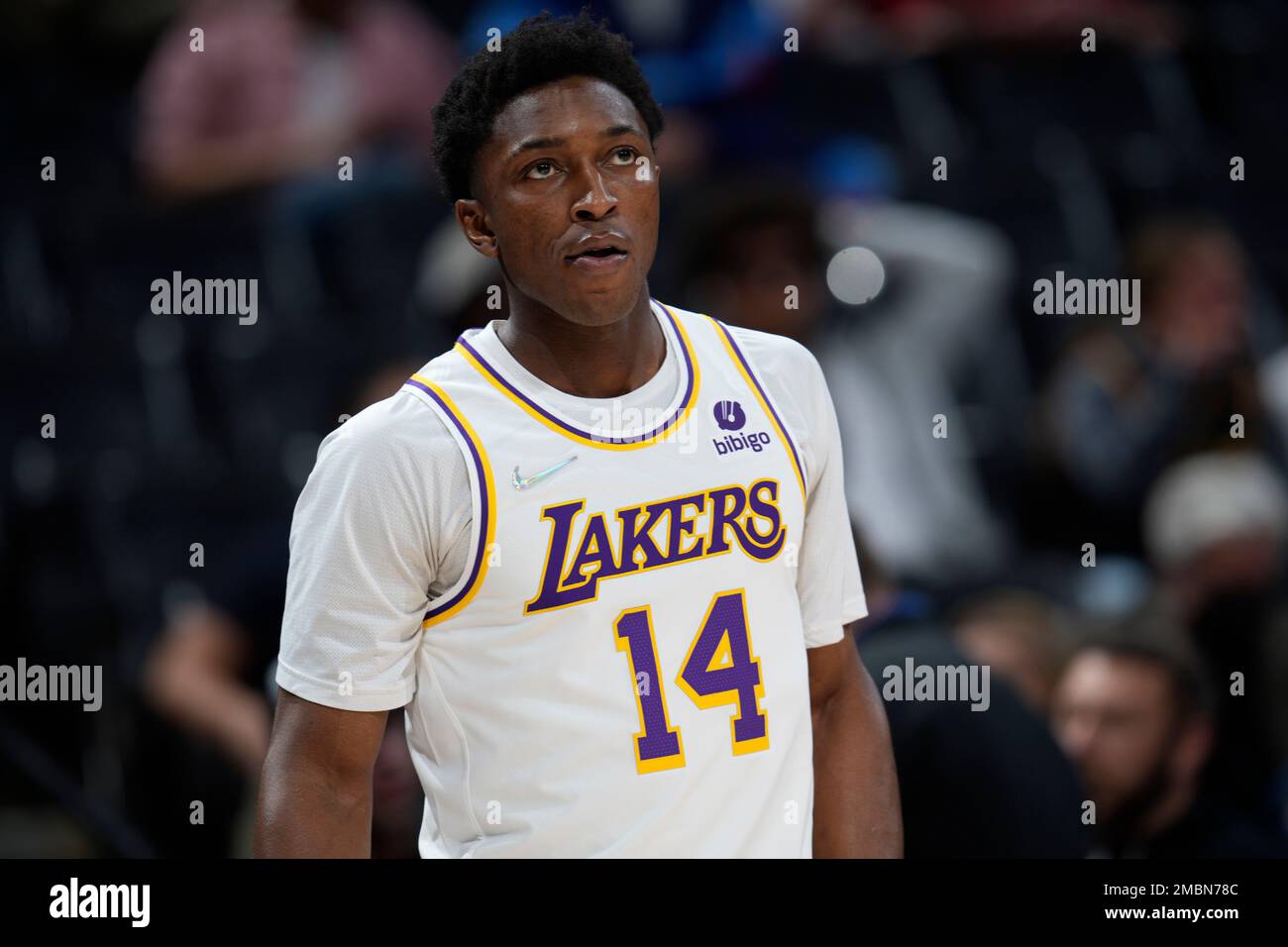 Los Angeles Lakers guard Stanley Johnson in the first half of an ...