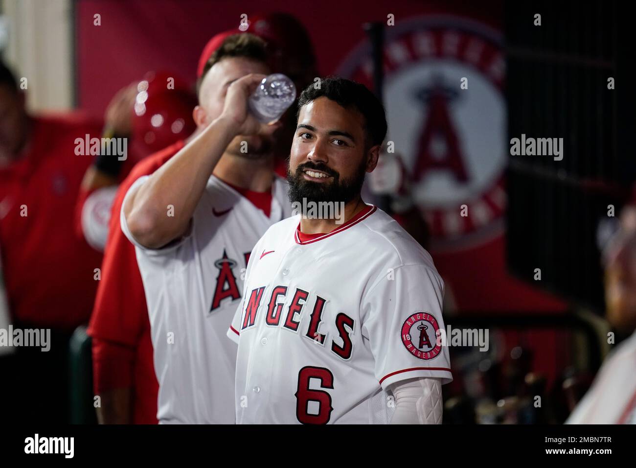 Los Angeles Angels third baseman Anthony Rendon (6) smiles in the ...