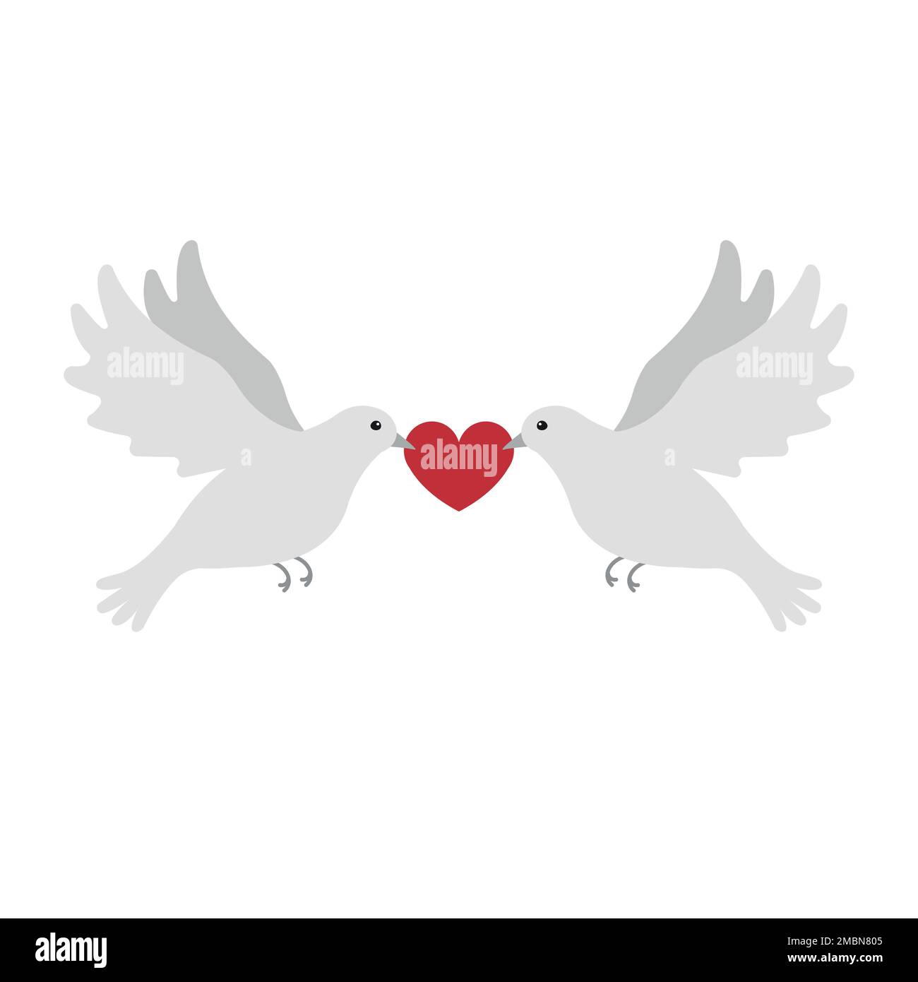 Vector flat hand drawn pair of love doves isolated on white background Stock Vector Image & Art ...