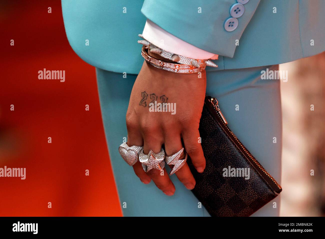 A detail shot of South Carolina's Destanni Henderson hand is seen ...