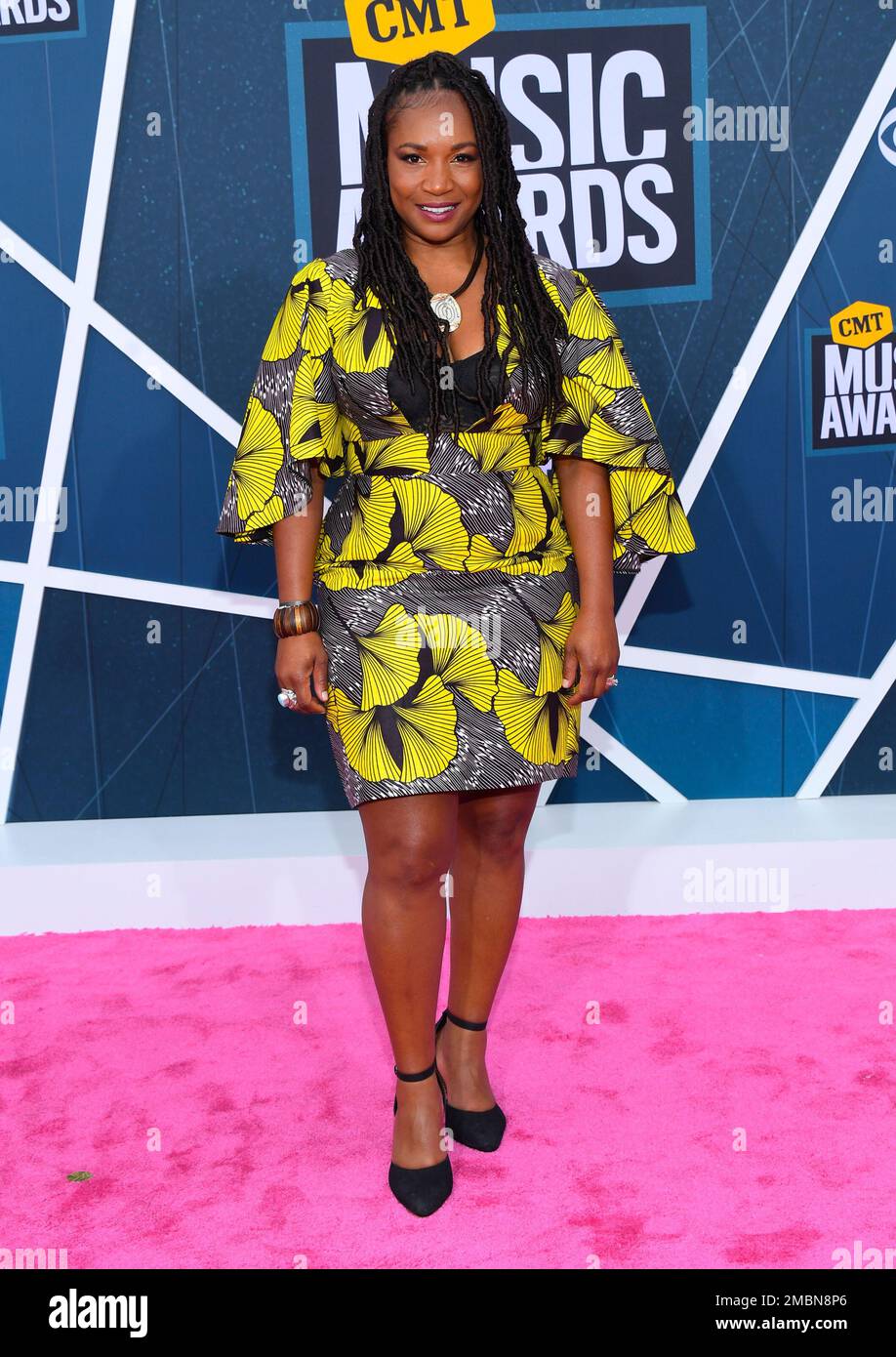 Miko Marks arrives at the CMT Music Awards on Monday, April 11, 2022 ...
