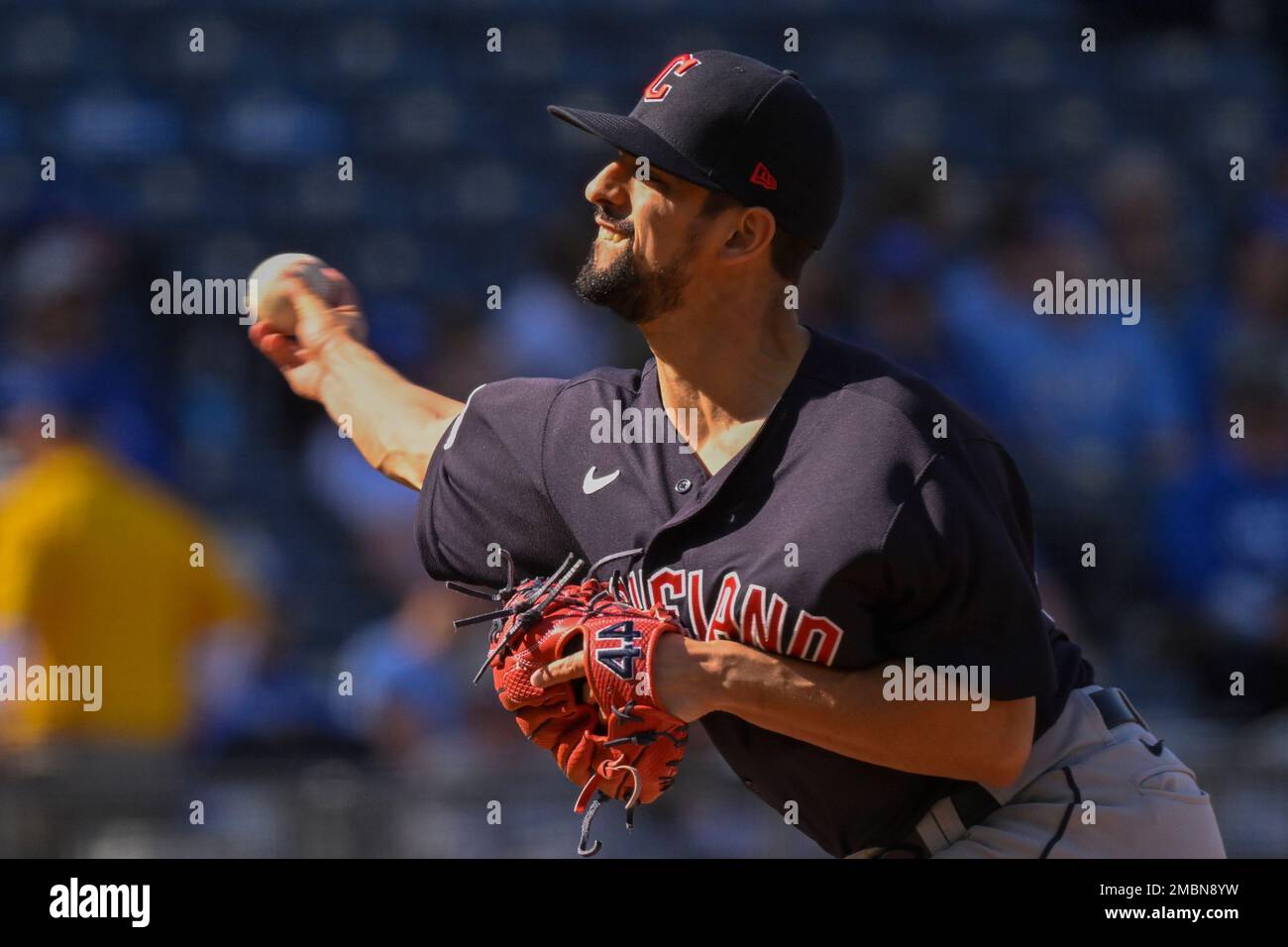 Cleveland Guardians relief pitcher Nick Sandlin throws against the ...