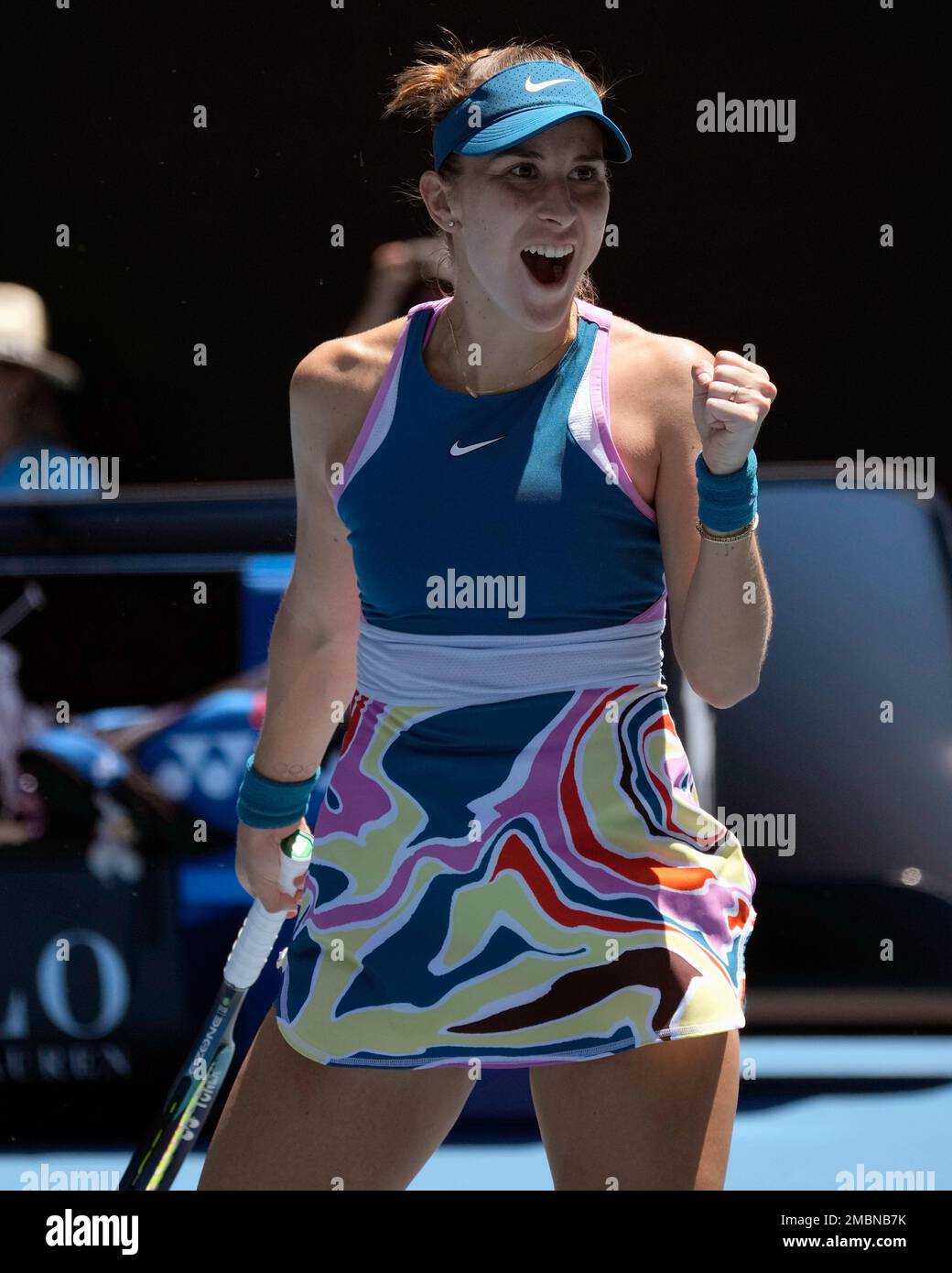 Belinda Bencic of Switzerland celebrates after defeating Camila Giorgi ...