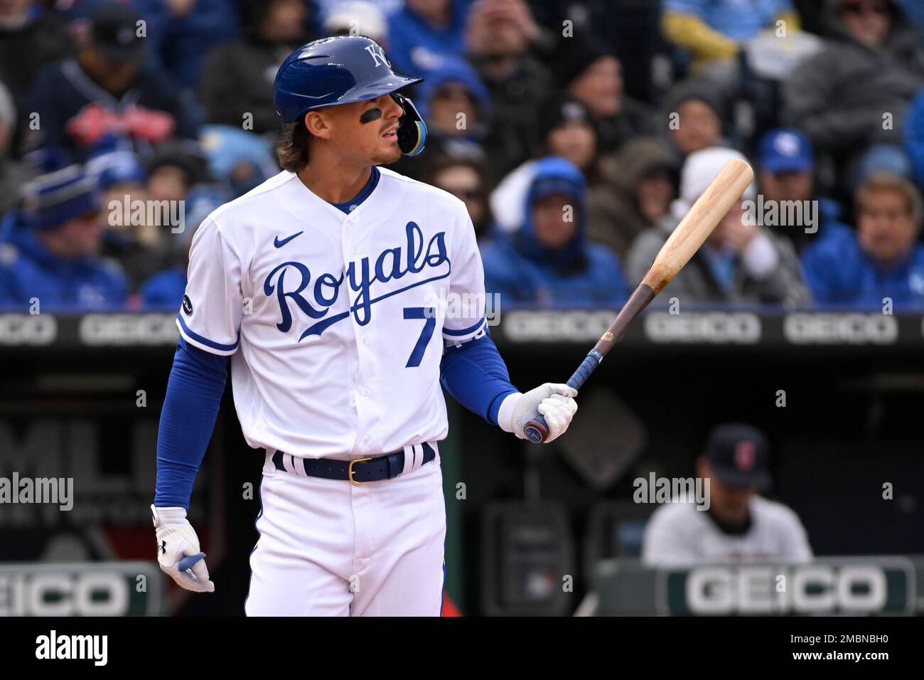 Kansas City Royals' Bobby Witt Jr. at bat against the Cleveland ...
