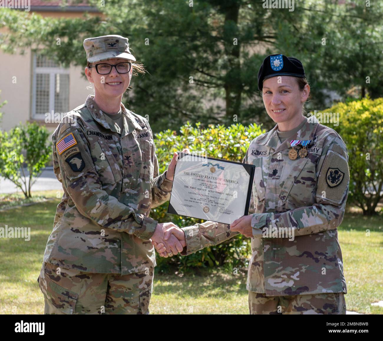 U.S. Army Col. Faith Chamberlain (left), Defense Logistics Agency ...