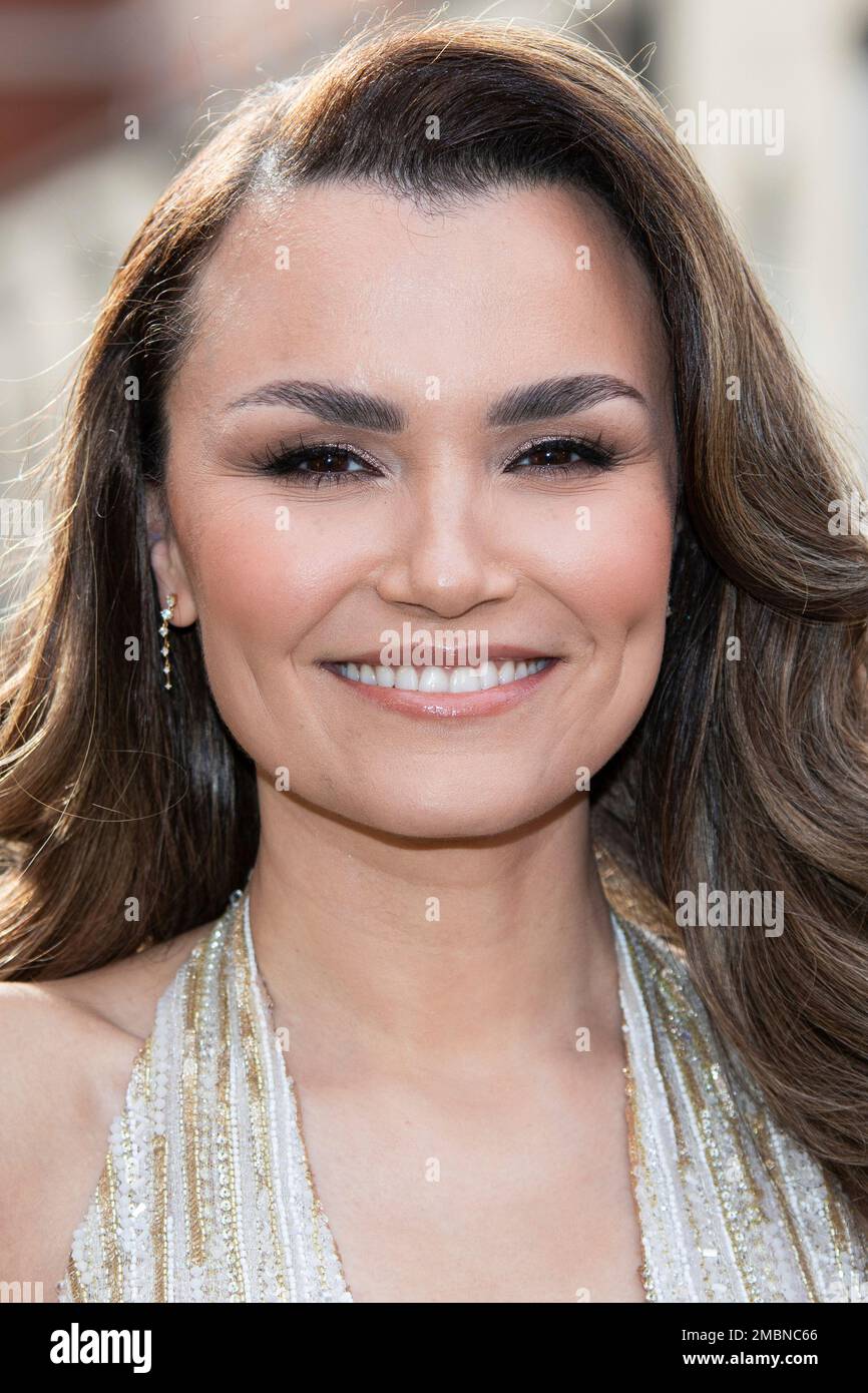 Samantha Barks poses for photographers upon arrival at the Olivier ...