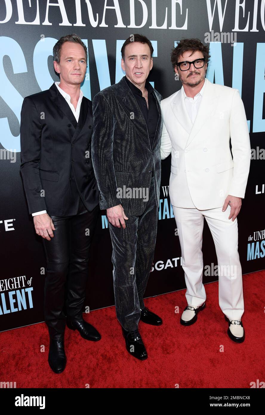 Neil Patrick Harris, left, Nicolas Cage and Pedro Pascal attend the ...