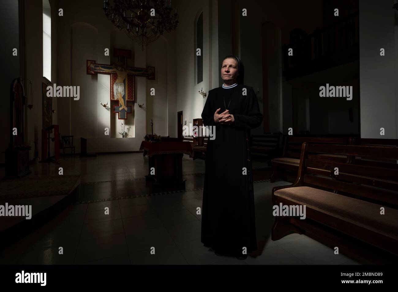 Chief nun 40-year-old sister Dominica, stands for a photograph inside ...
