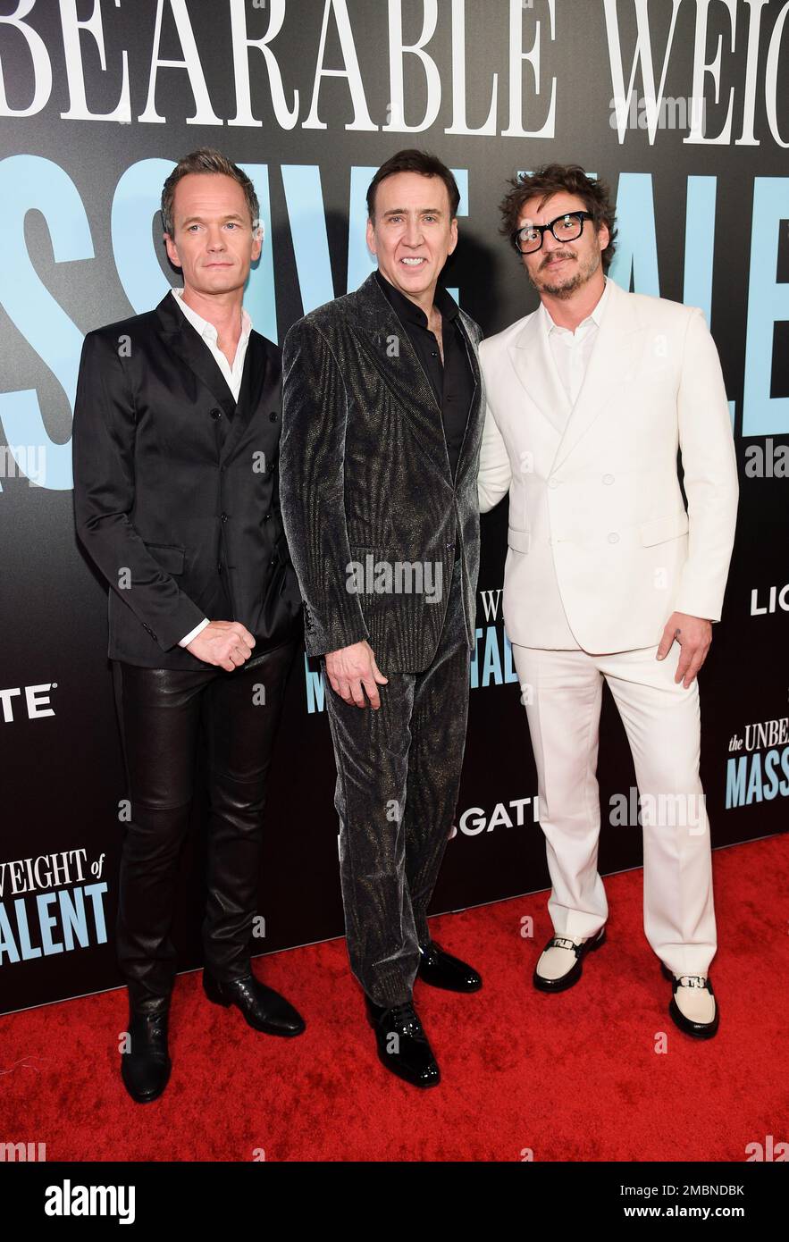 Actors Neil Patrick Harris, left, Nicolas Cage and Pedro Pascal attend ...