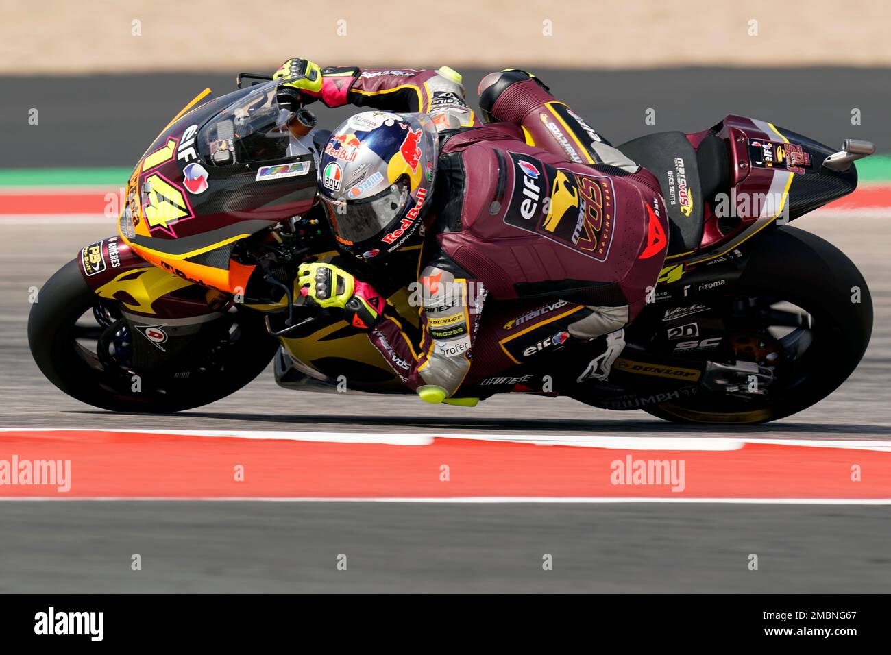 Tony Arbolino, of Italy, steers through a turn during the Moto2 Grand ...
