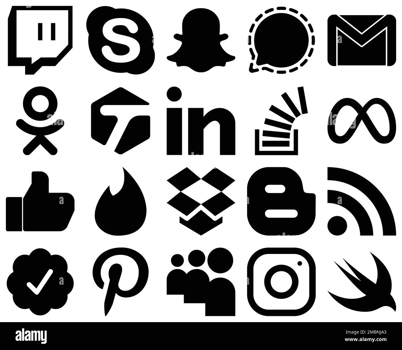 Black Linkedin Icons