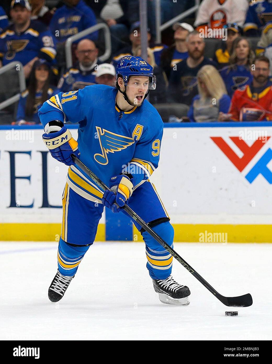 St. Louis Blues' Vladimir Tarasenko (91) skates with the puck during ...