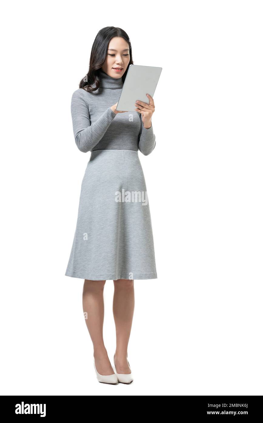 Man woman tablet vertical Cut Out Stock Images & Pictures - Alamy