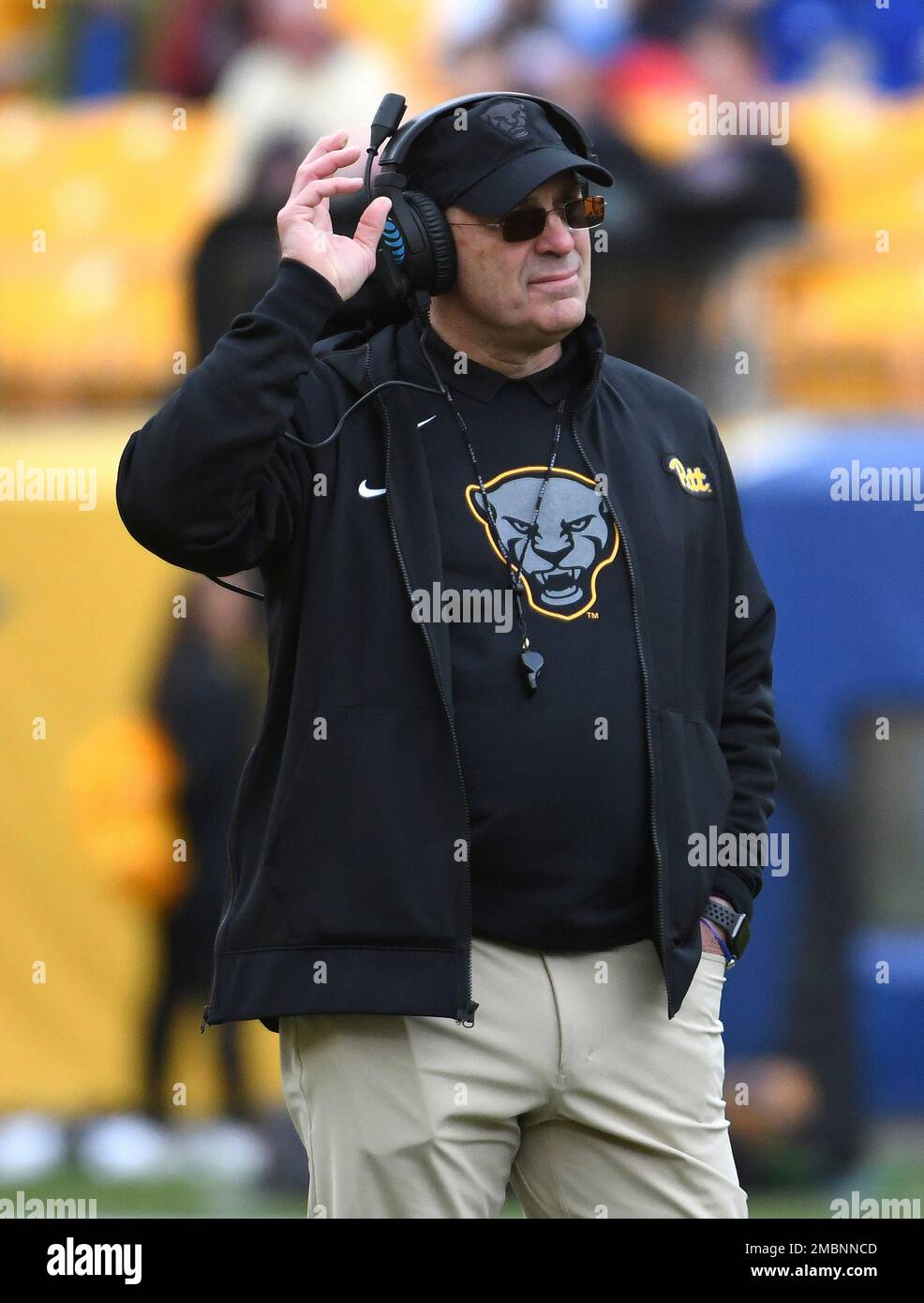 Pittsburgh head coach Pat Narduzzi watches the action during the team's ...