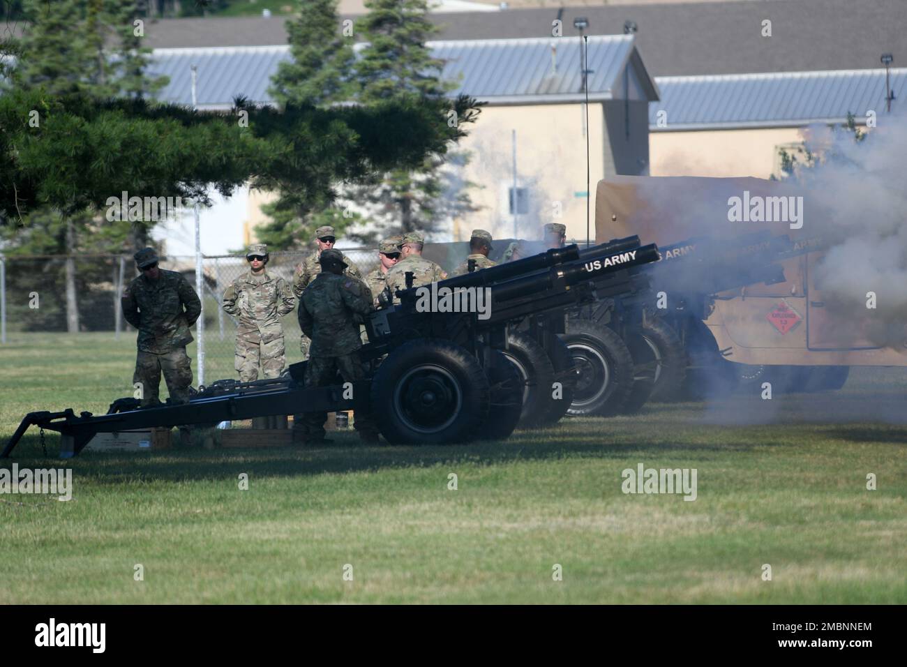 The Michigan National Guard artillery ceremonial unit fire their ...