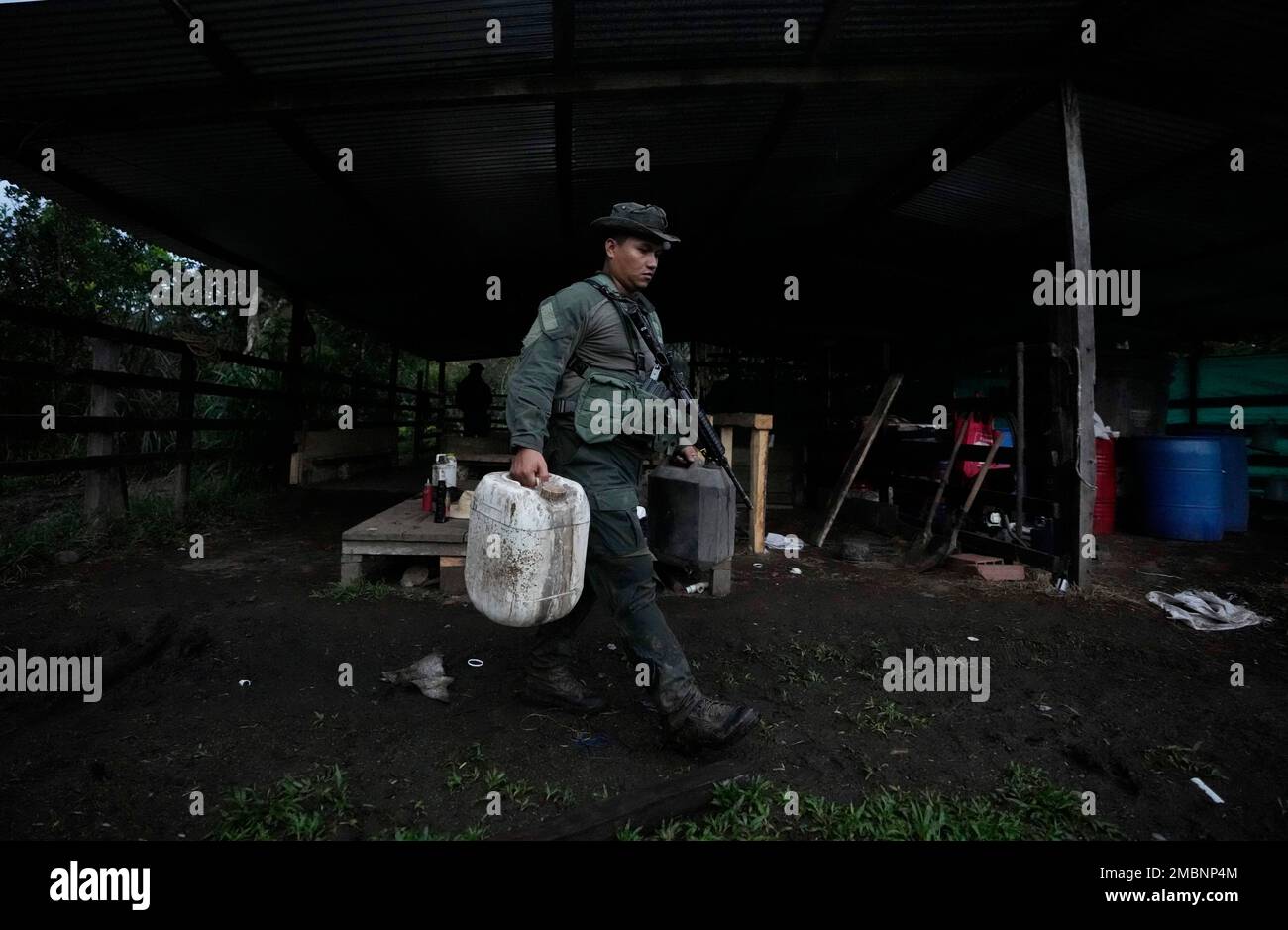 Anti narcotics police raid a lab to make coca base, part of the process ...