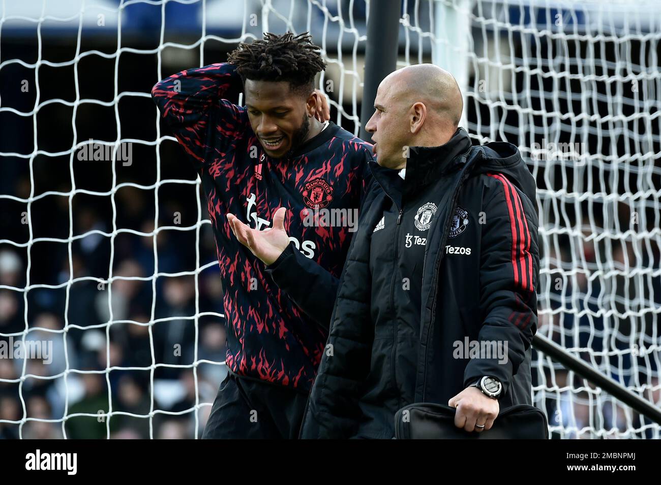 Manchester United's Fred leaves the pitch after getting injured during ...