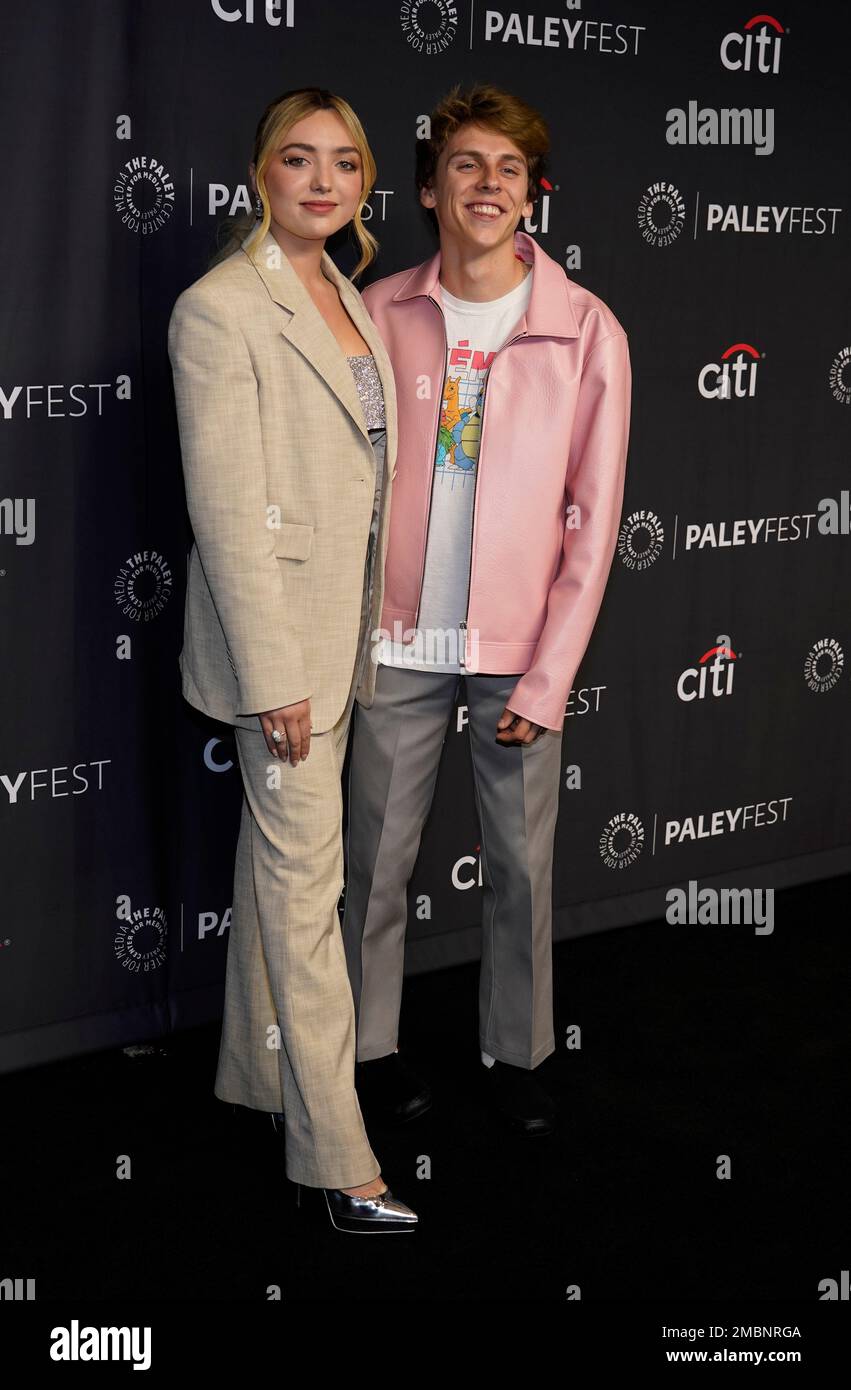 Peyton List, left, and Jacob Bertrand pose together at a screening of ...