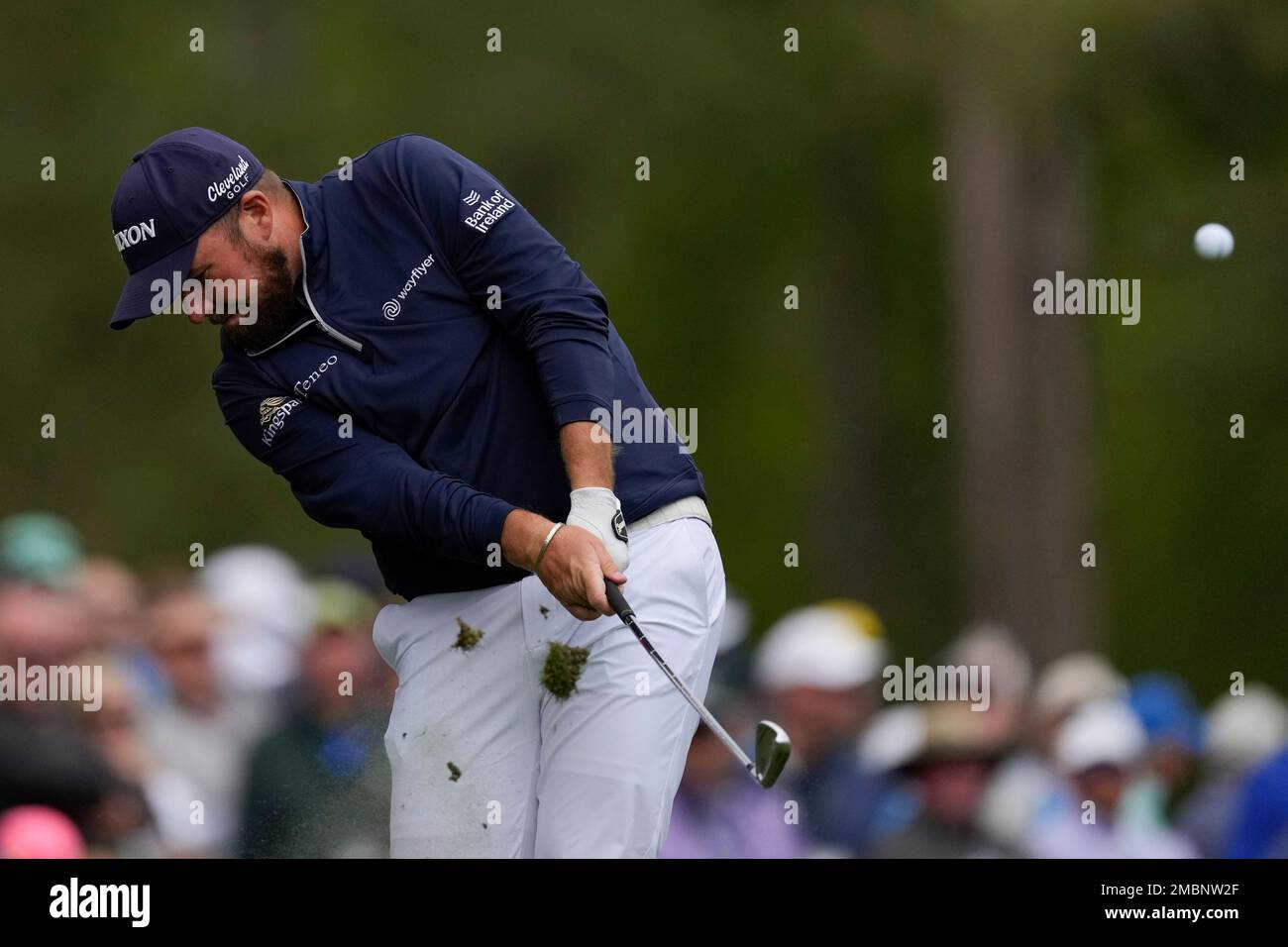 Shane Lowry, of Ireland, tees off on the 12th hole during the second ...