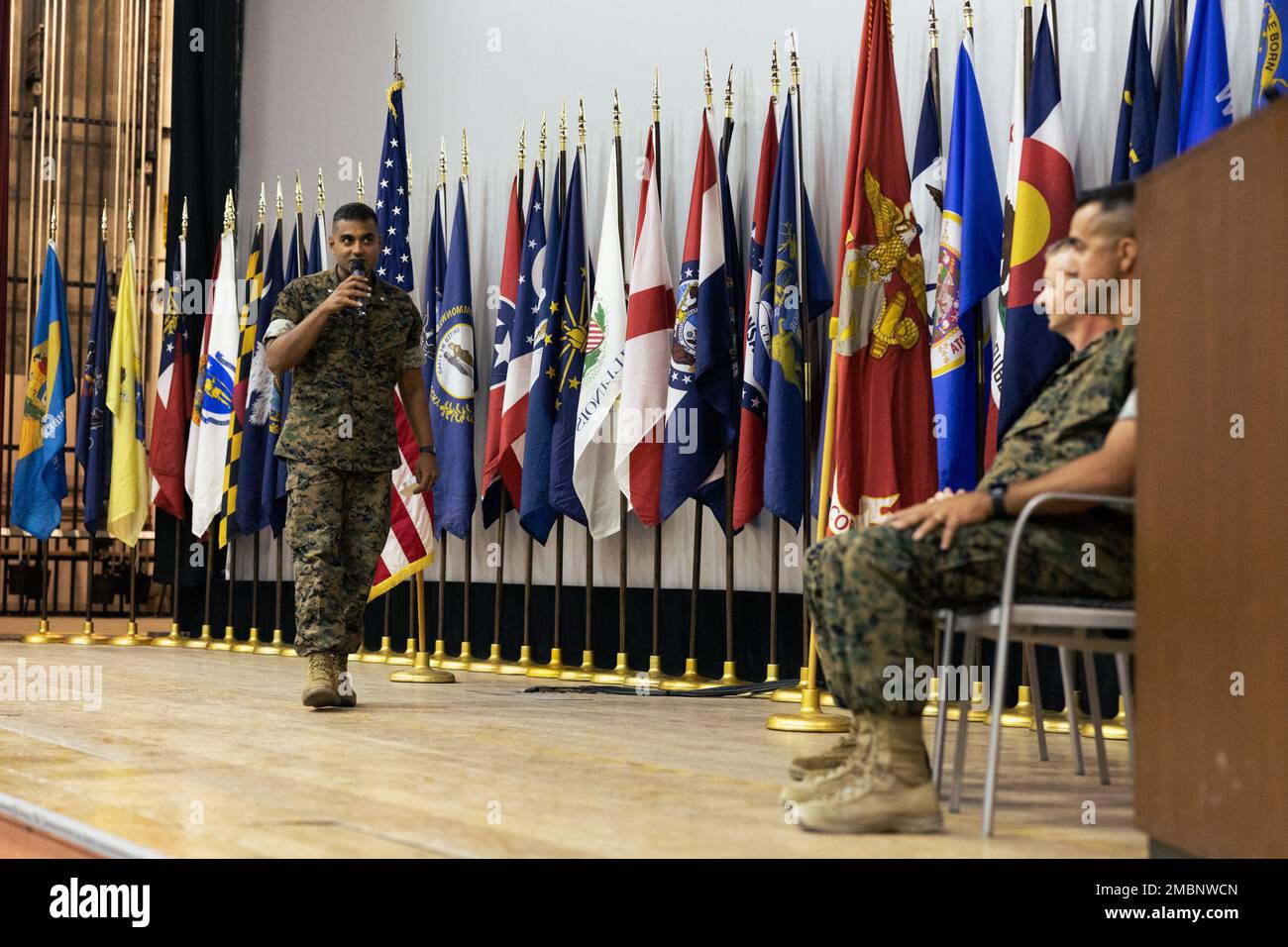 U.S. Marine Corps Lt. Col. Arun Shankar, outgoing commanding officer for Communication Training ...