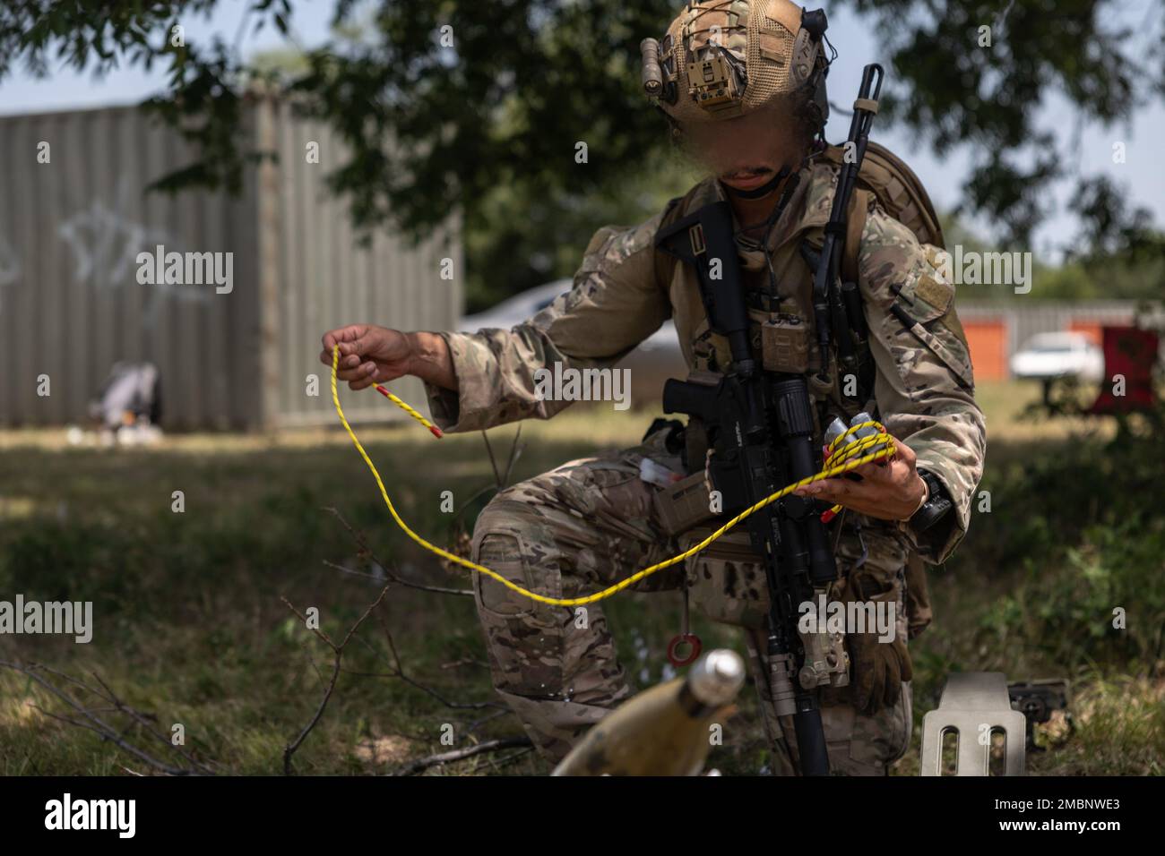 An explosive ordnance disposal technician with Marine Forces Special ...