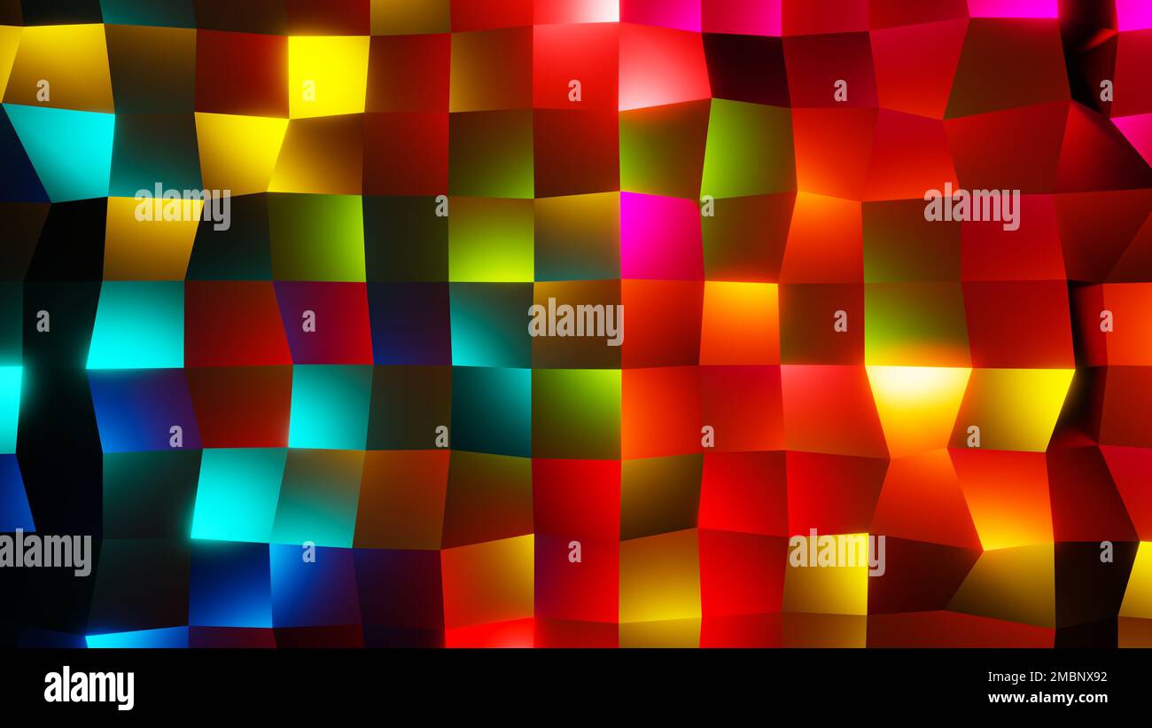 multi coloured glow mosaic, music rhythm pixel cubes motion background ...