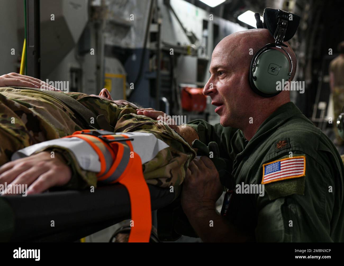 Maj. Devin Neal, a flight nurse assigned to the 183rd Aeromedical ...