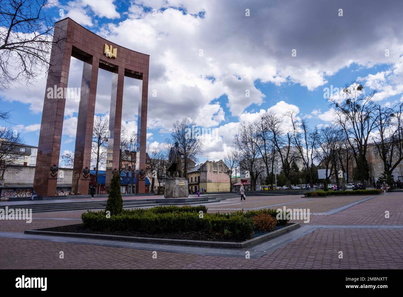 A general view of the Stepan Bandera Monument, in Lviv, western Ukraine ...