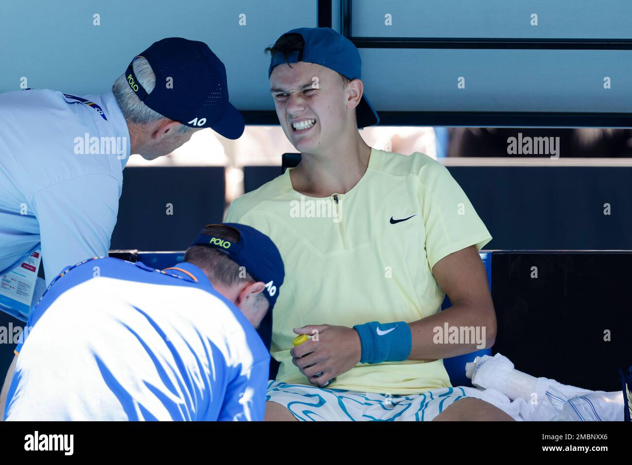Melbourne, Australia, 21th Jan, 2023. Holger Rune from Denmark is in ...