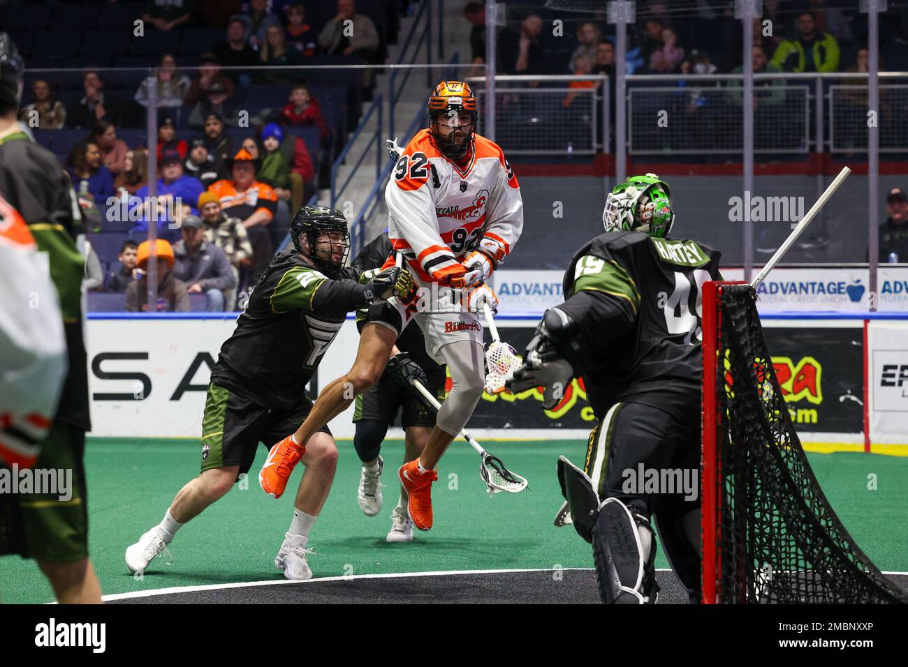 January 20, 2023: Buffalo Bandits forward Dhane Smith (92) takes a shot ...