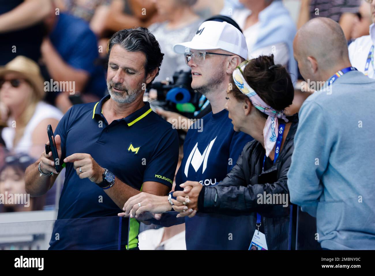 Melbourne, Australia, 21th Jan, 2023. Patrick Mouratoglou (L), coach from Holger Rune from ...