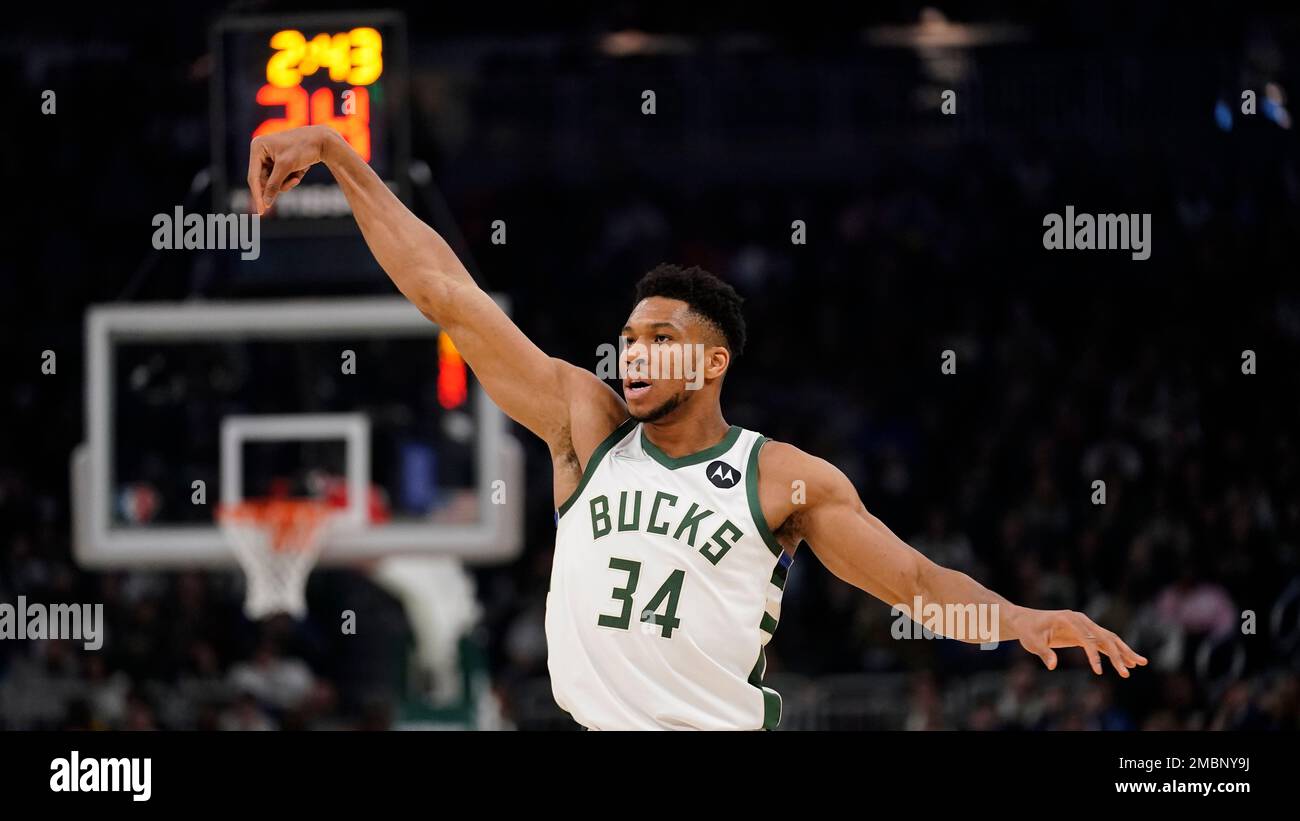 Milwaukee Bucks' Giannis Antetokounmpo during the first half of an NBA ...