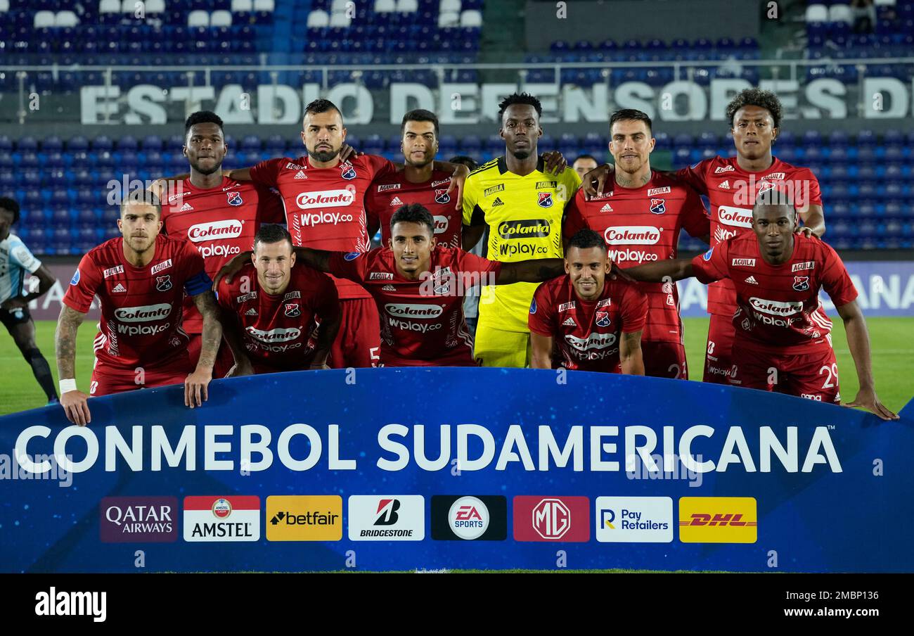 Colombia's Independiente Medellin team players pose for a group photo ...